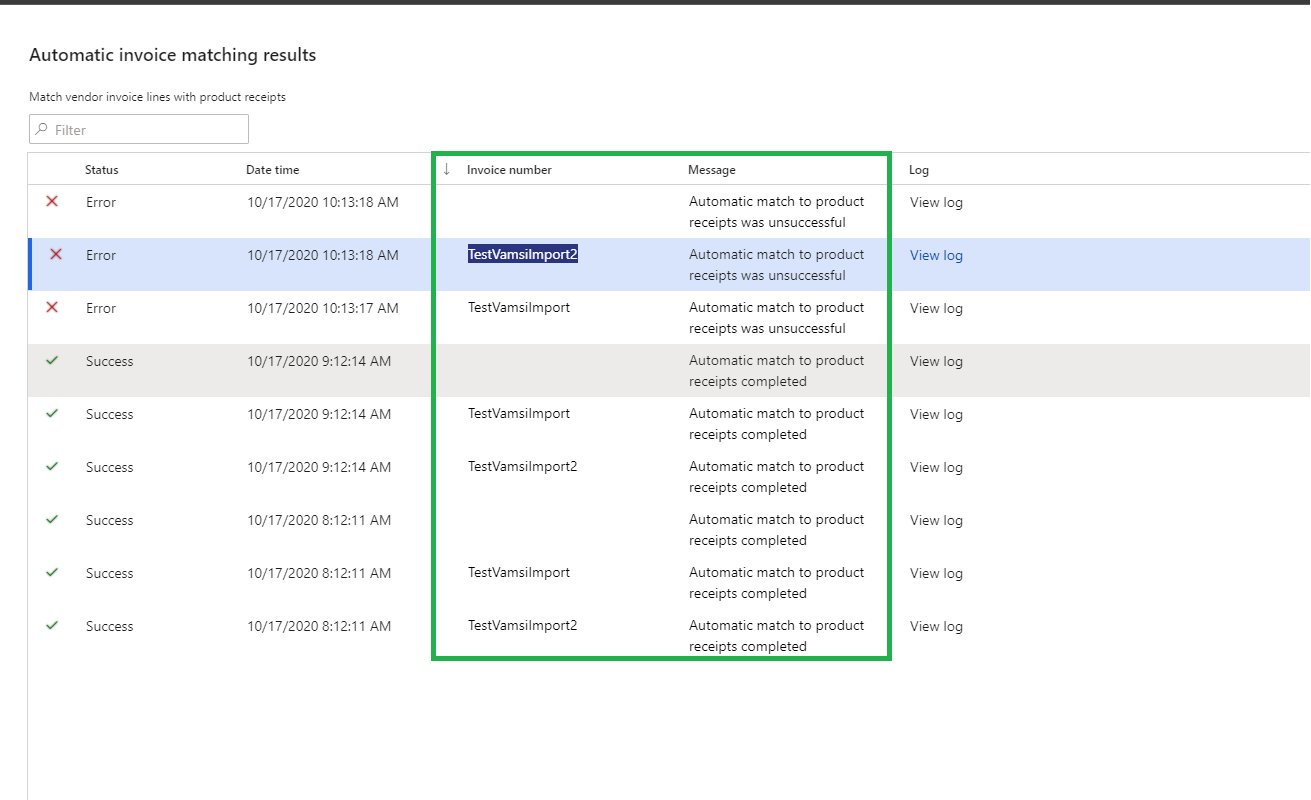 Vendor invoices – matching receipts to vendor invoice lines and Pre ...
